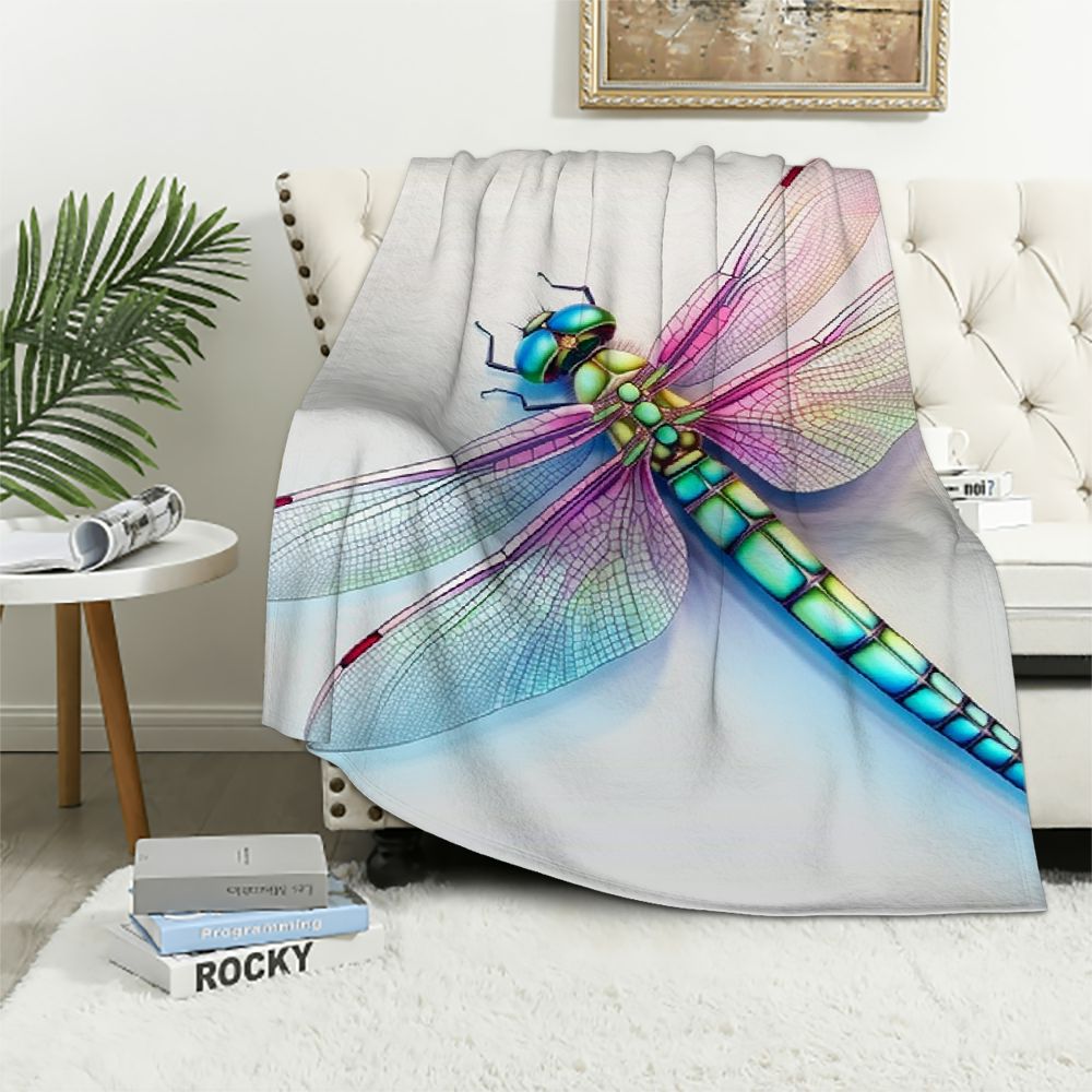 Creowell Dragonfly Print Throw Blanket for Bed Couch Car Kids Adults ...