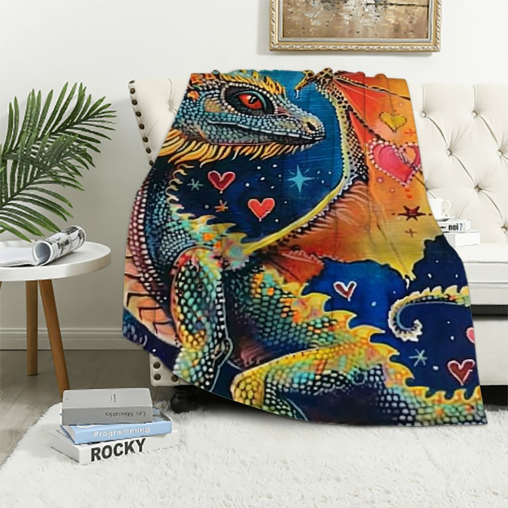 Creowell Dragons Blanket Gift for Girl Women Bearded Dragon Blankets ...