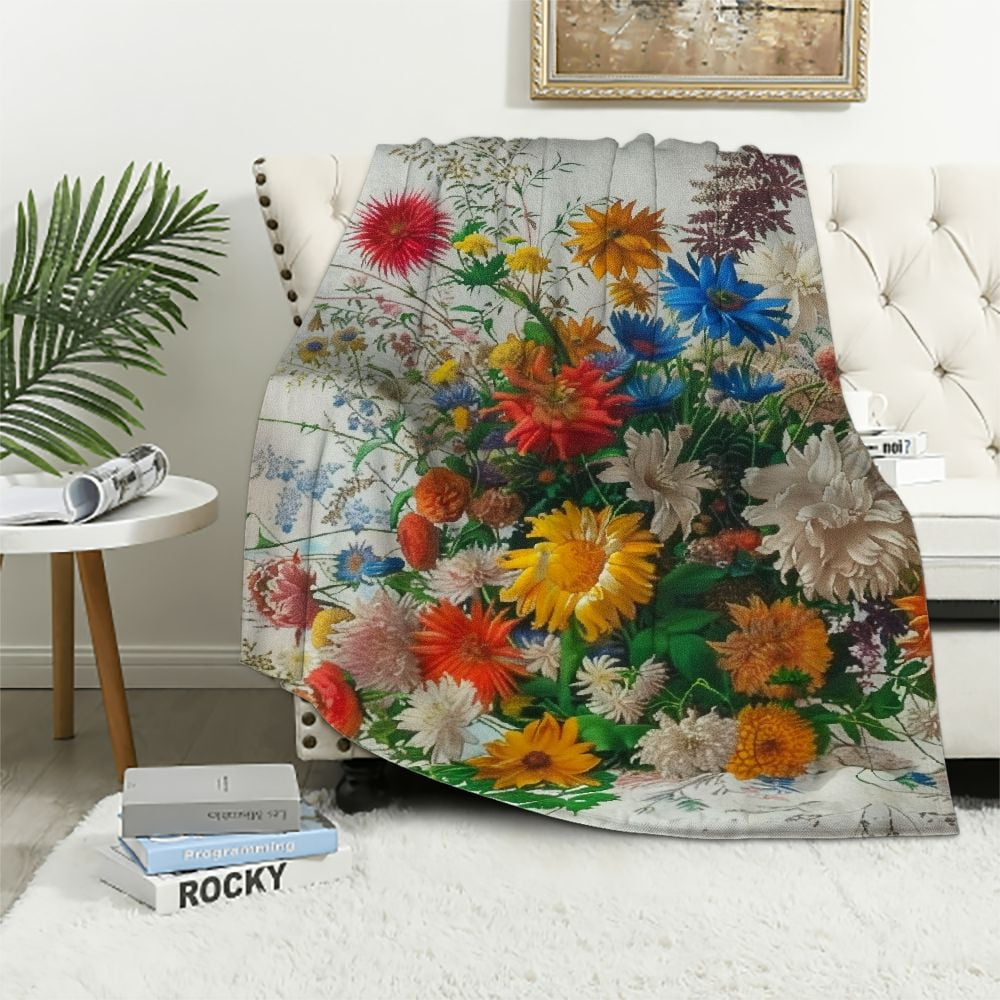 Creowell Easter Floral Throw Blanket, Spring Flowers Bed Blanket ...