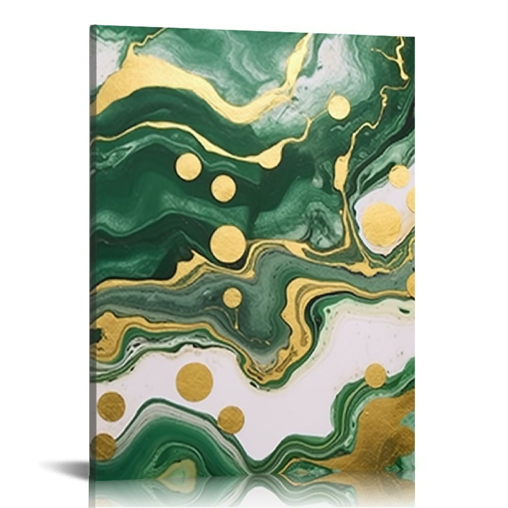 Creowell Emerald Green Abstract Marble Modern Trendy Canvas Print Wall ...