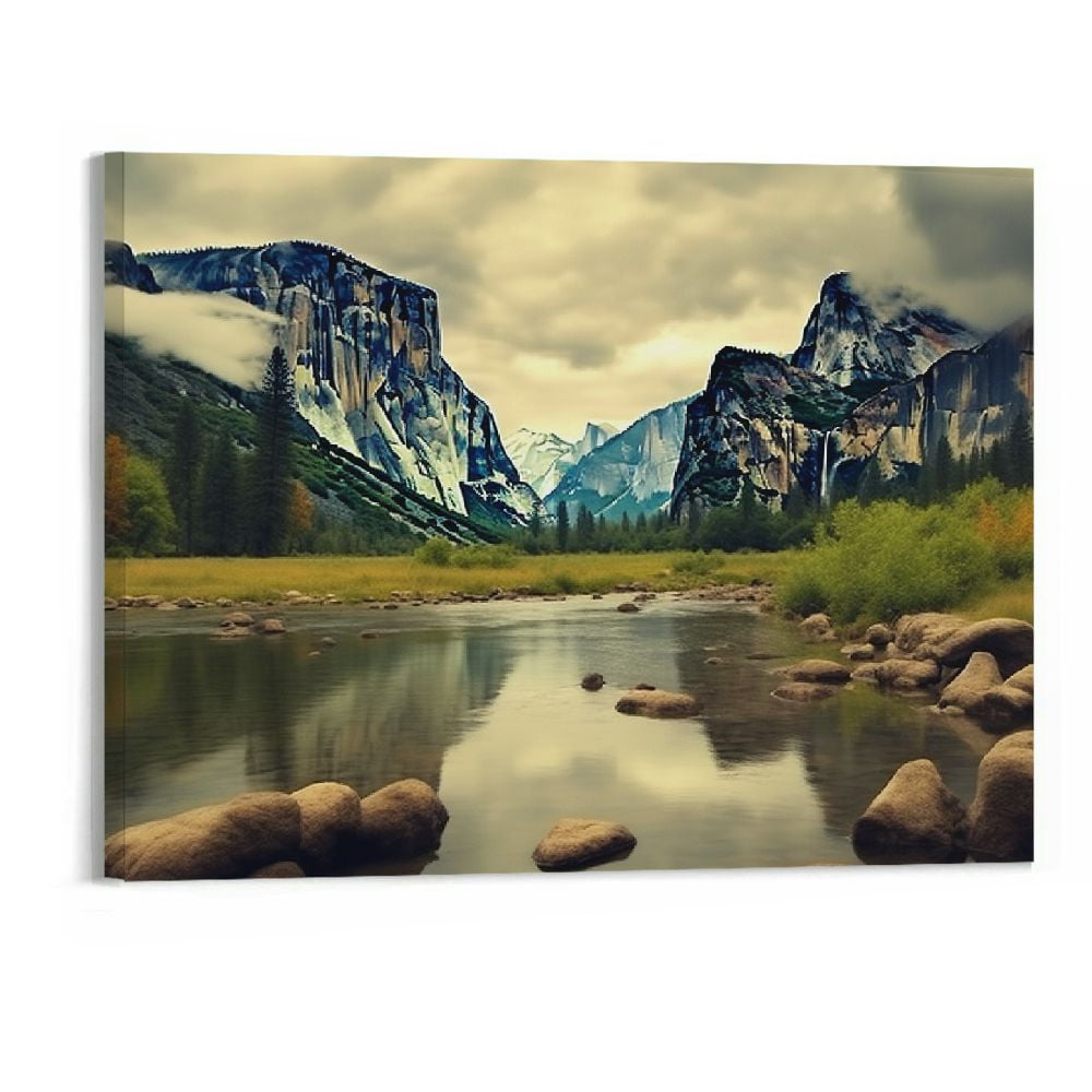 Creowell Fall Decor Clear Lake Nature Landscape Canvas Wall Art Picture ...
