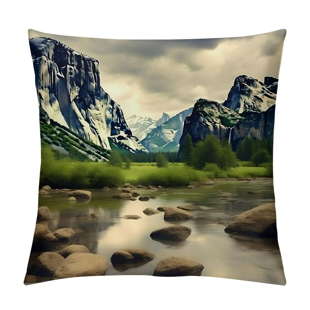 Creowell Fall Decor Clear Lake Nature Landscape Pillow Covers for Couch ...