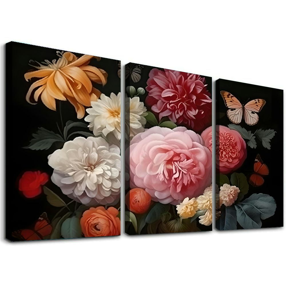 Creowell Fall Decor Group Blooming Wall Art Canvas 3 Piece Set ...