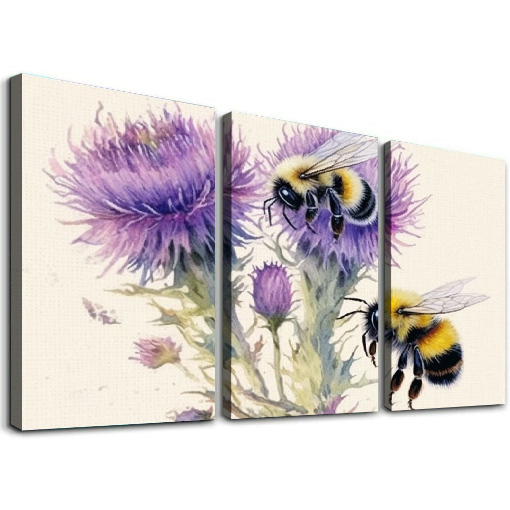 Creowell Fall Decor The Bees are on the Flowers Canvas Wall Art 3 Piece ...