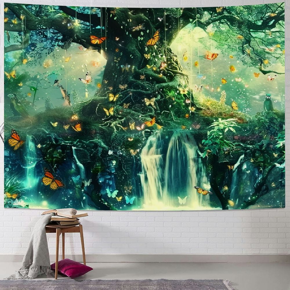 Creowell Fantasy Forest Tapestry Green Fairy Magical Tree of Life ...
