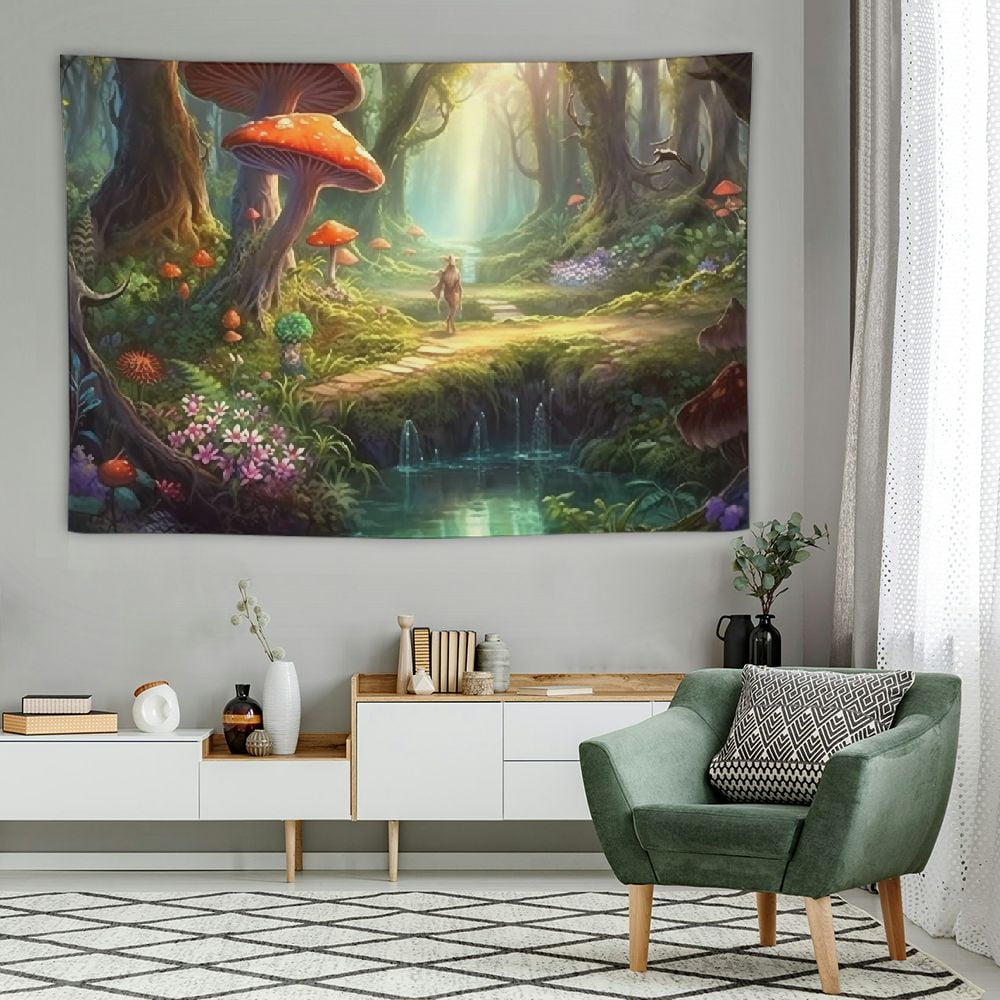 Creowell Fantasy Forest Tapestry Magic Tree Elk Fairy Tale Jungle ...