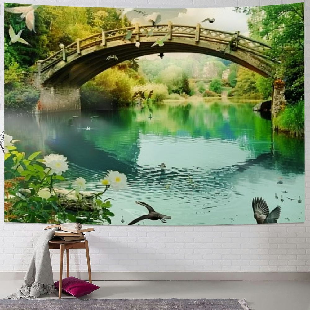 Creowell Fantasy Tapestry Spring Scenery Tapestry Waterfall Tapestry ...