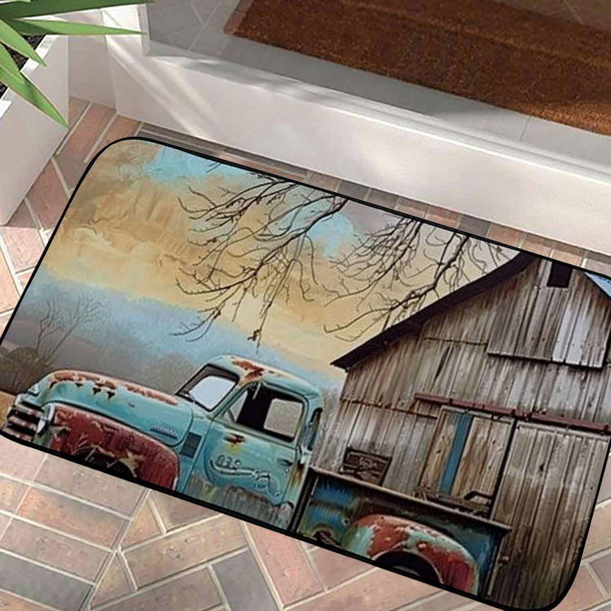 Creowell Farm Door Mat Outdoor Indoor Welcome Mats for Home Entrance ...
