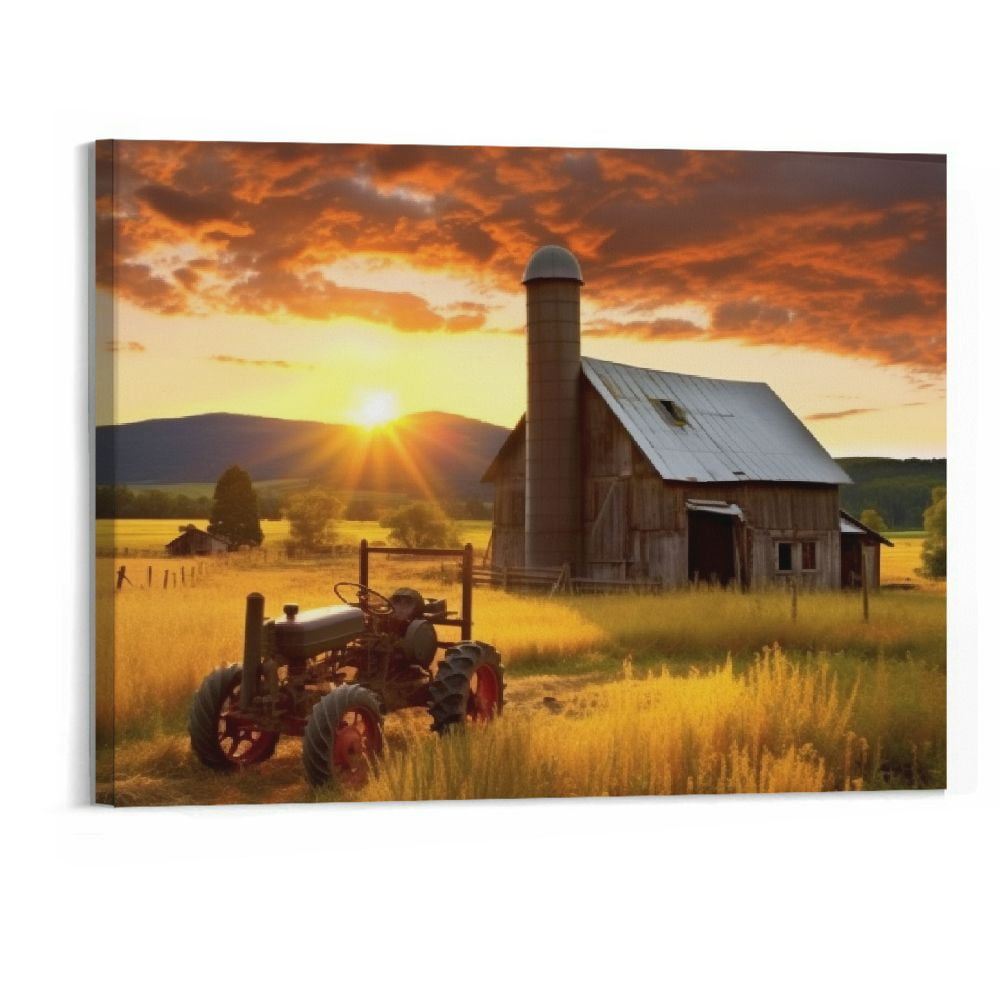 Creowell Farmhouse Canvas Wall Art Picture: Farm Artwork Barn Landscape ...