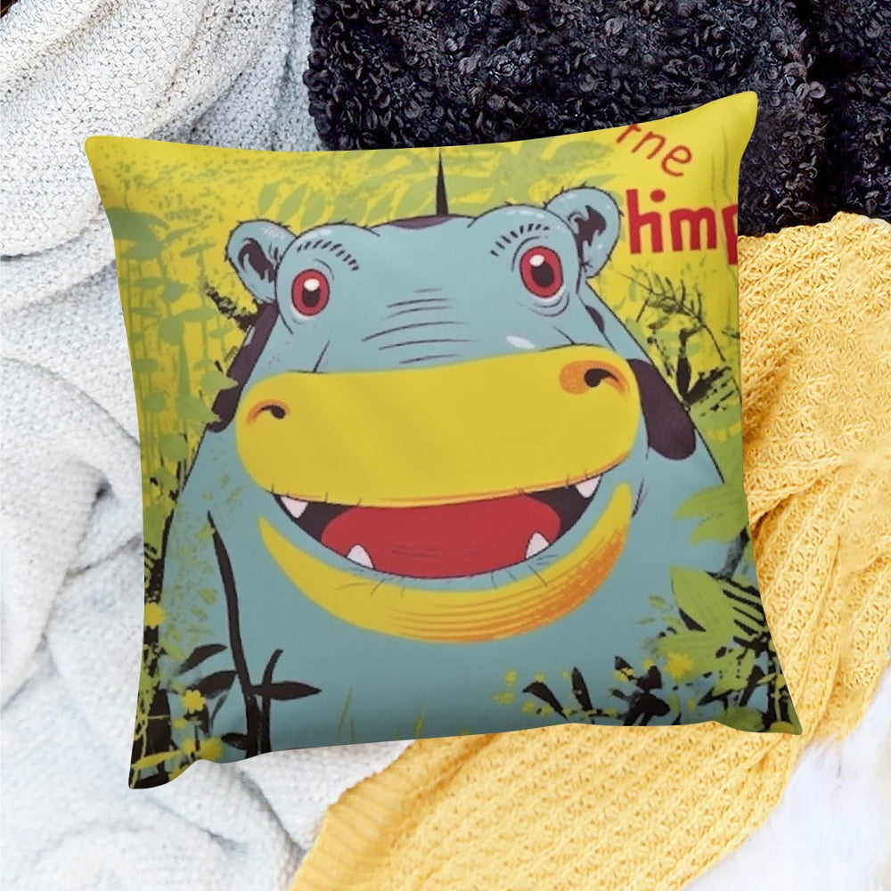 Creowell Farmhouse Decor Hippo Jungle Silk Screen Pillow Case 20x20in ...