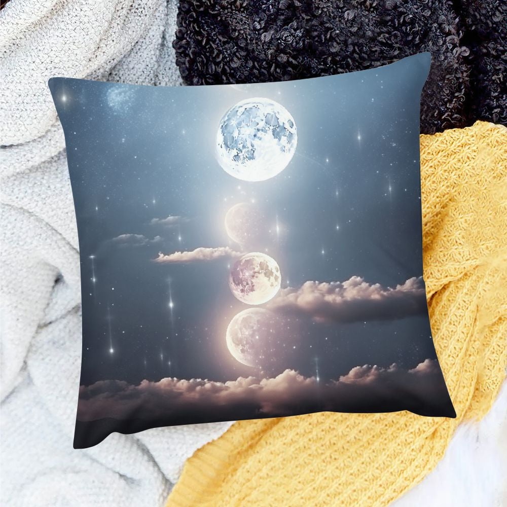 Creowell Farmhouse Decor Moon Phases Stars Clouds Throw Pillow Cover ...