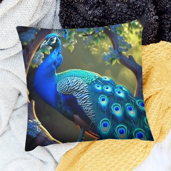 Creowell Farmhouse Decor Peacock Feathers Pillow Case for Sofa 18x18in ...