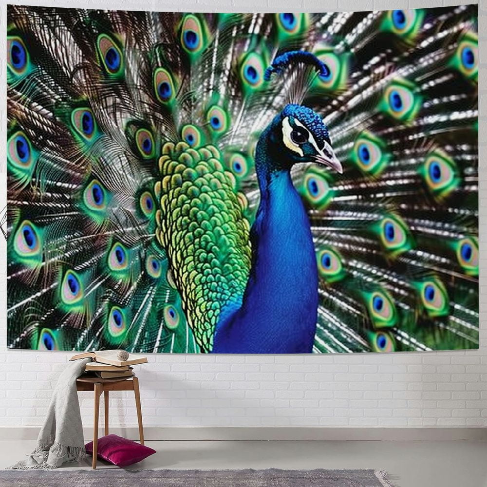 Creowell Feathers Peacock Tapestry Wall Art Home Decor for Bedroom ...