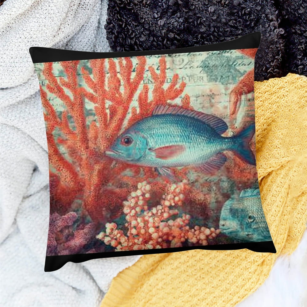 Creowell Fish Sea Life Corals Holiday Pillow Case for Home Sofa Couch ...