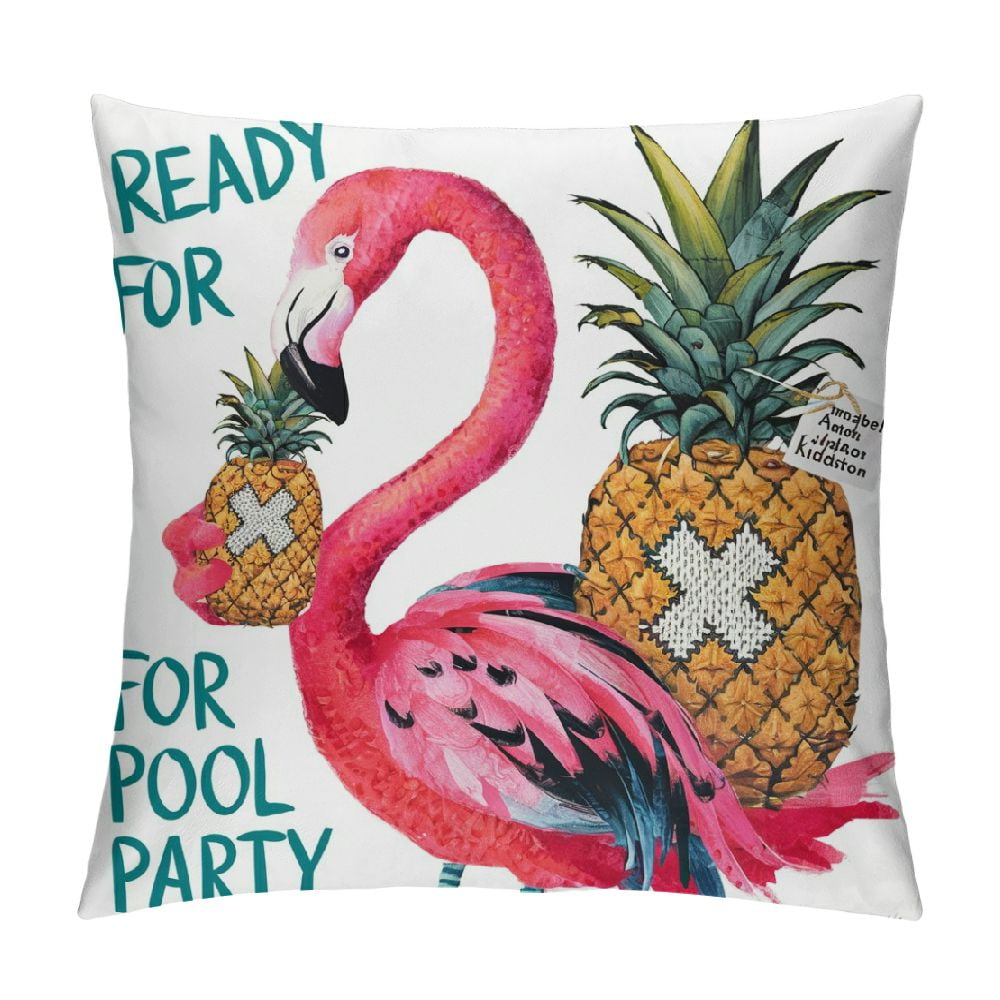 Creowell Flamingo Throw Pillow Case Cushion Covers Cool Pink Flamingo ...