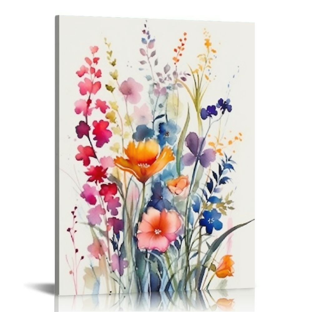 Creowell Floral Botanical Canvas Wall Art,Vintage Blue Yellow ...