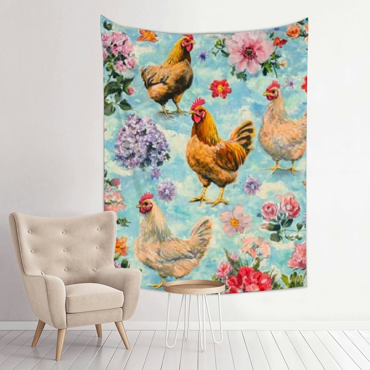Creowell Floral Chicken Sky Tapestry Wall Hanging for Dorm Room 30x40in ...