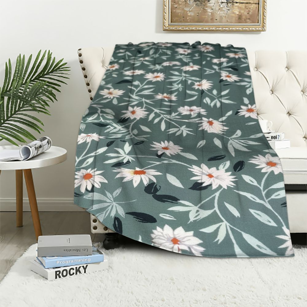 Creowell Floral Flannel ,Throw Blanket for Couch Sofa Bed,Warm Elegant ...