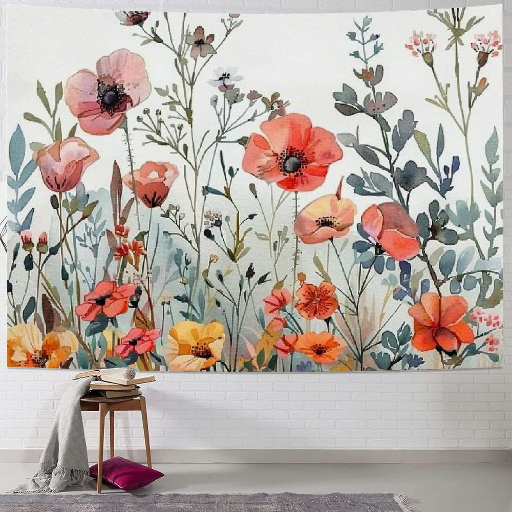 Creowell Floral Tapestry, Flower Tapestry Wall Hanging Plant Tapestry ...