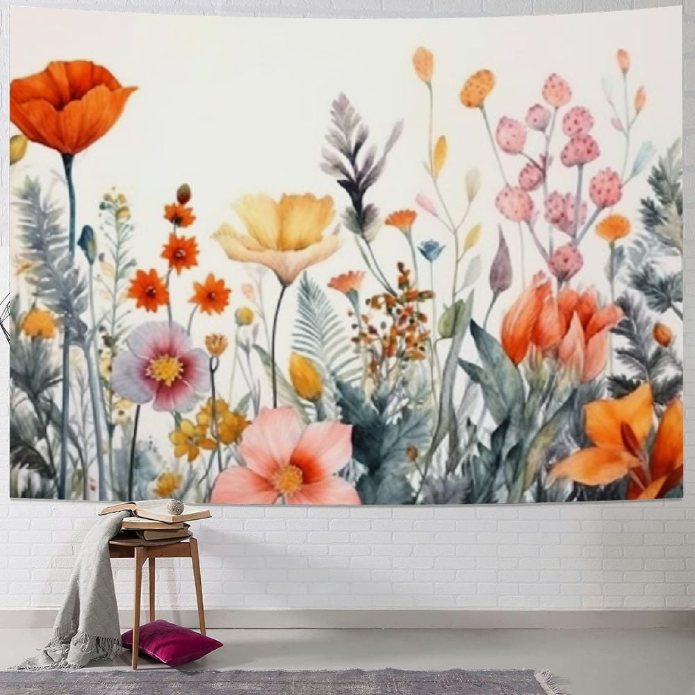 Creowell Floral Tapestry, Flower Tapestry Wall Hanging Plant Tapestry ...