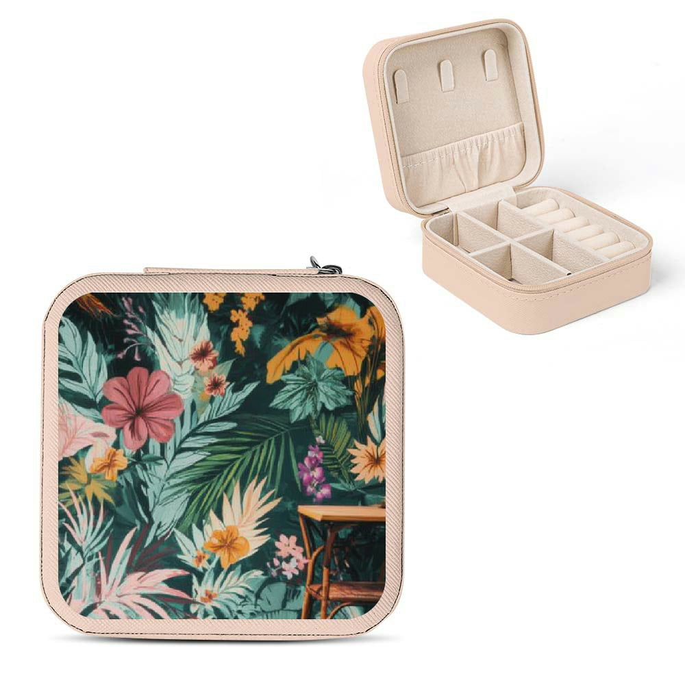 Creowell Floral Wallpaper Jungle Maximalism Small Jewelry Box Pink ...