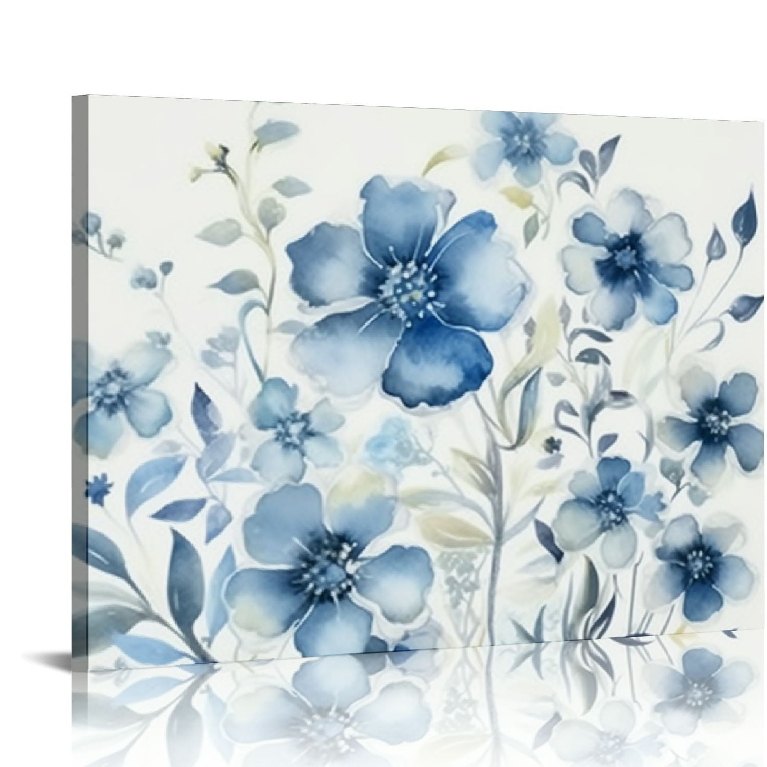 Creowell Flower Canvas Wall Art Blue Floral Canvas Painting Pictures ...