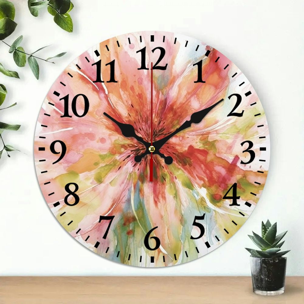 Creowell Flower Leaves Petals Wall Clock Decor Silent Mechanical ...