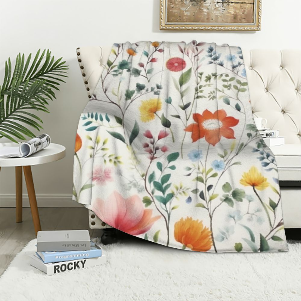 Creowell Flower Pattern Lace Watercolor Painting Print Throw Blanket ...