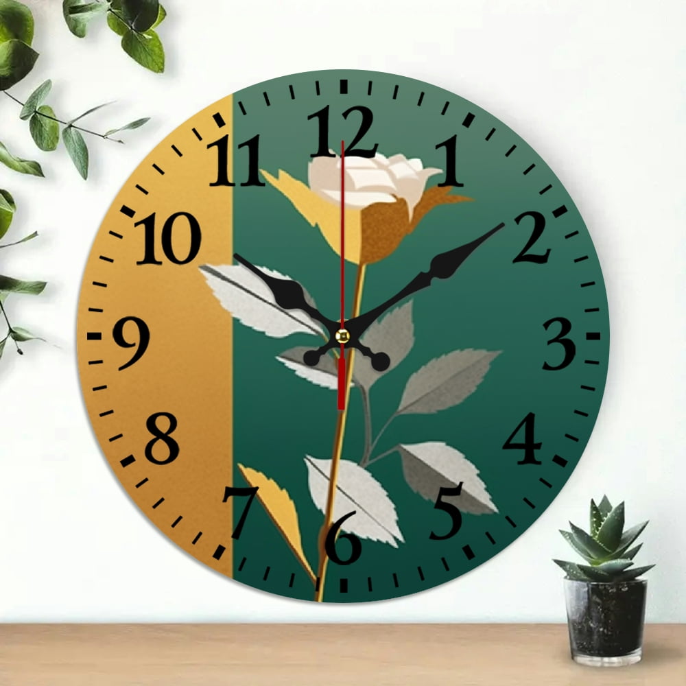 Creowell Flower Symbolism Wall Decor 10 Inch Silent Clock 10x10in ...