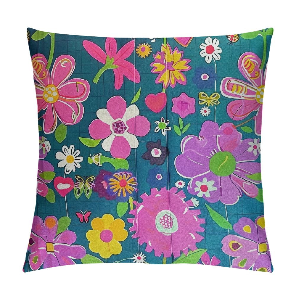 Creowell Flower Throw Pillow Covers for Couch Bed Sofa, Funky Dots ...