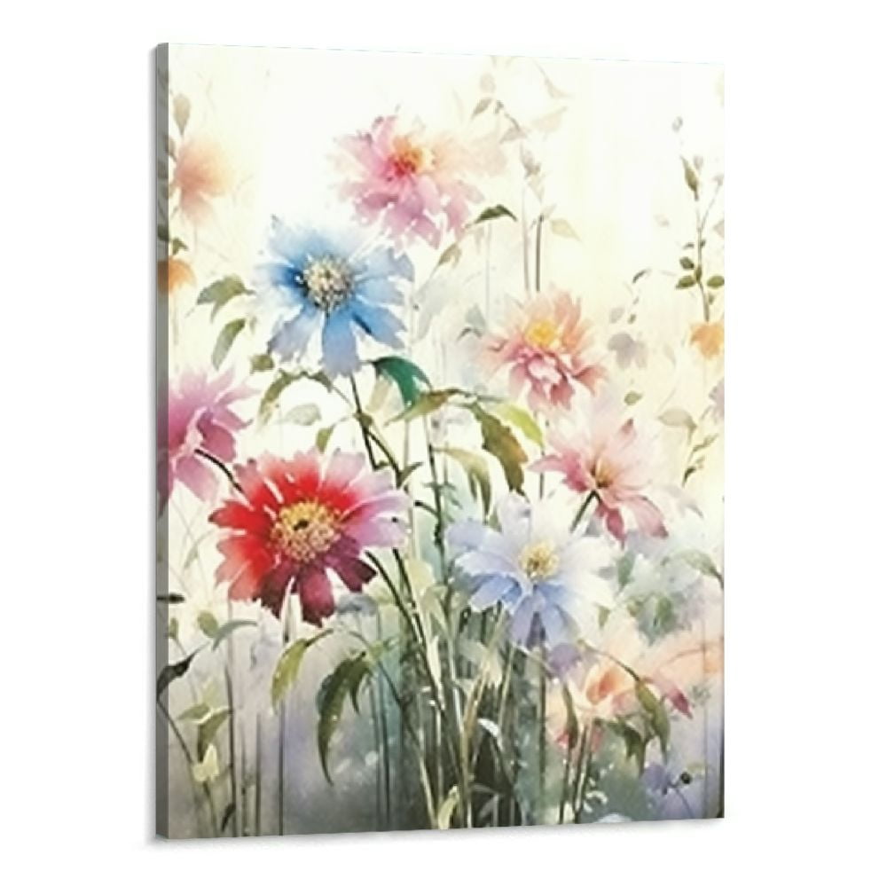 Creowell Flower Wall Art Colorful Botanical Decor Pink Wildflower ...