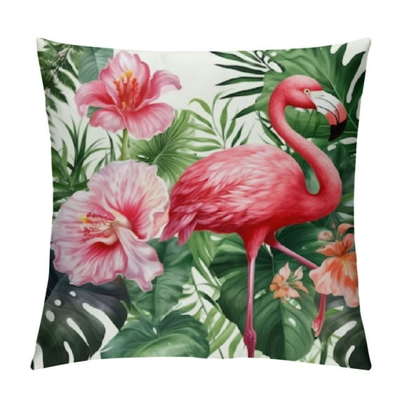 Creowell Flowers Leaves Flamingo Pillow Cushion Covers for Sofa Couch ...