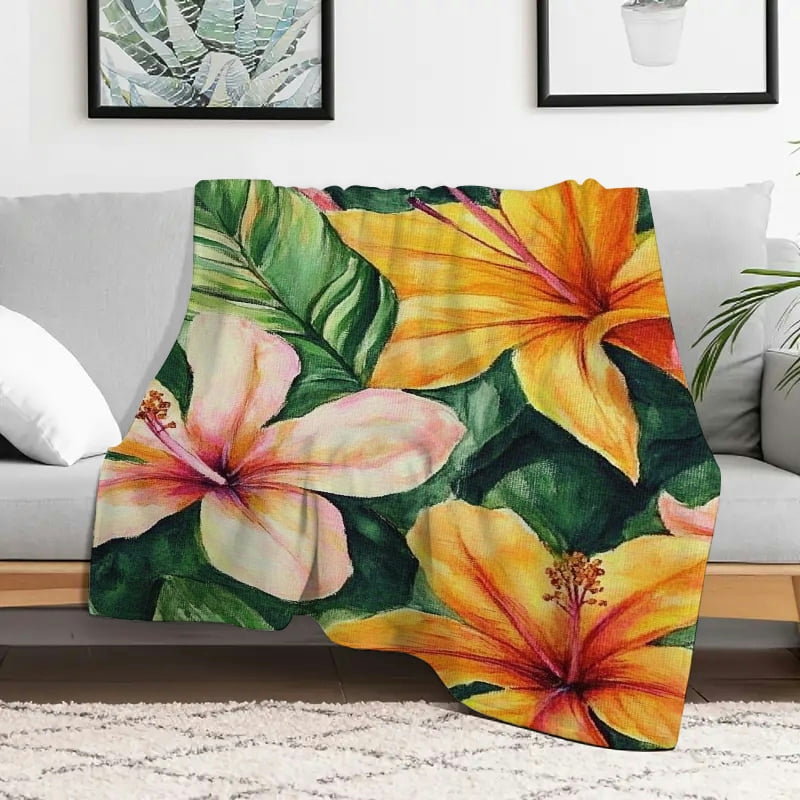 Creowell Flowers Leaves Fuzzy Fluffy Soft Cozy Flannel Blanket 50x60in ...