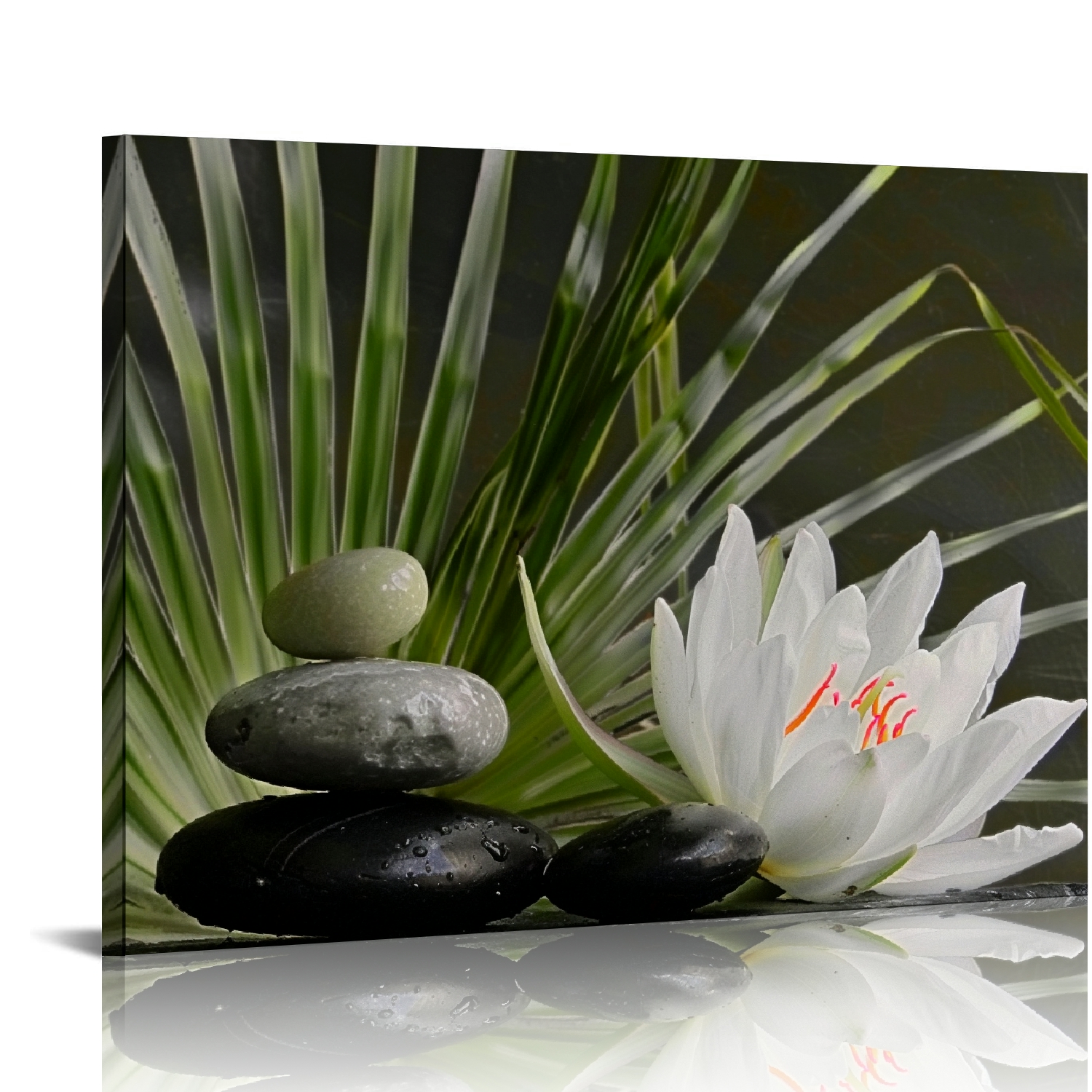 Creowell Flowers Palm Leaf Wall Decor Canvas Art Ready To Hang 20x16in ...