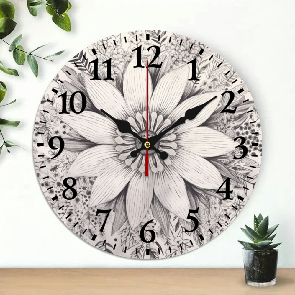 Creowell Flowers Petals Wall Clock 10 Inch Frameless Decor 10x10in ...