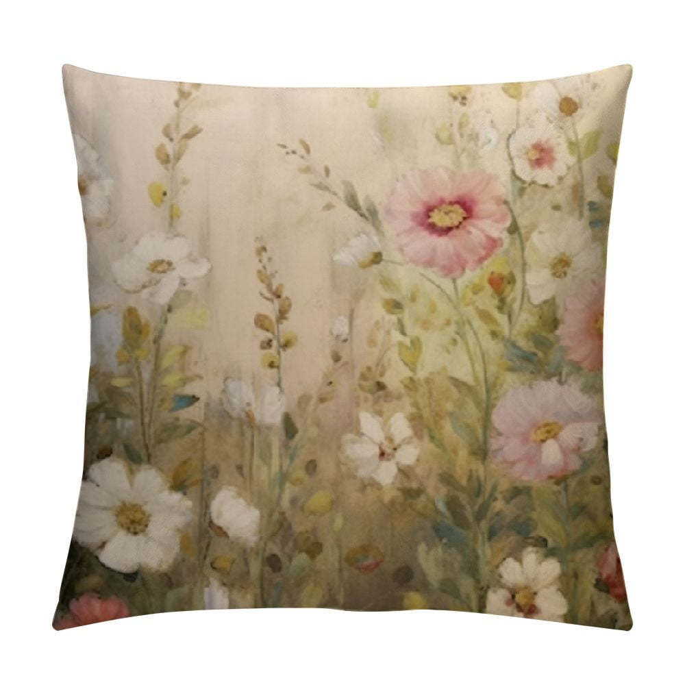 Creowell Flowers Pillow Covers Farmhouse Throw Pillow Covers Modern ...