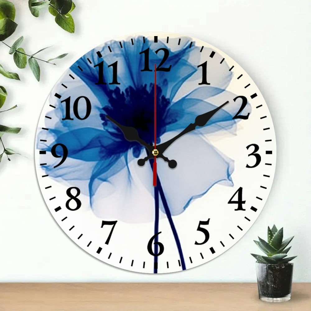 Creowell Flowers Wall Clock, Decorative Battery Operated Hanging Clock ...