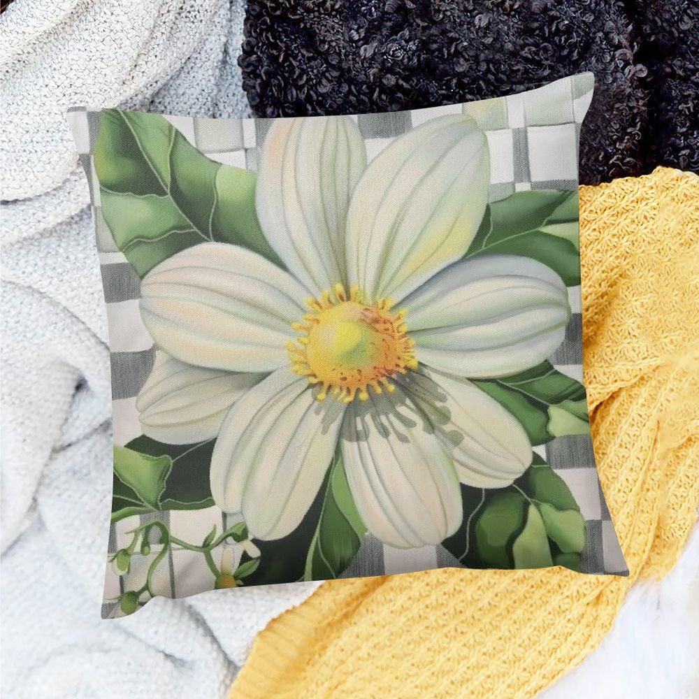 Creowell Flowers and Green Leaves Pillow Covers Decor Set for Home Sofa ...