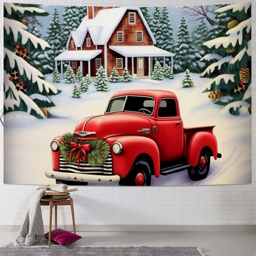Creowell Folk Art Tapestry Wall Hanging Christmas Short Plush Without ...
