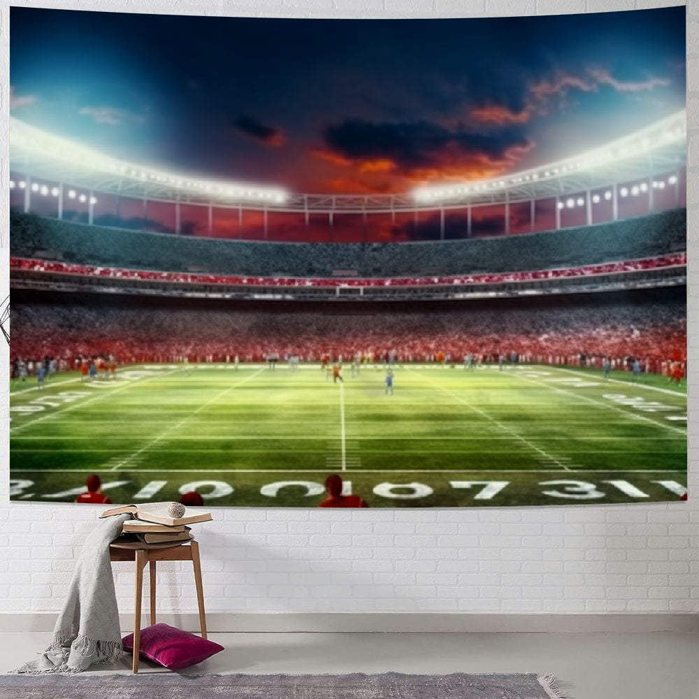 Creowell Football Field Tapestry American Football Stadium Tapestry ...