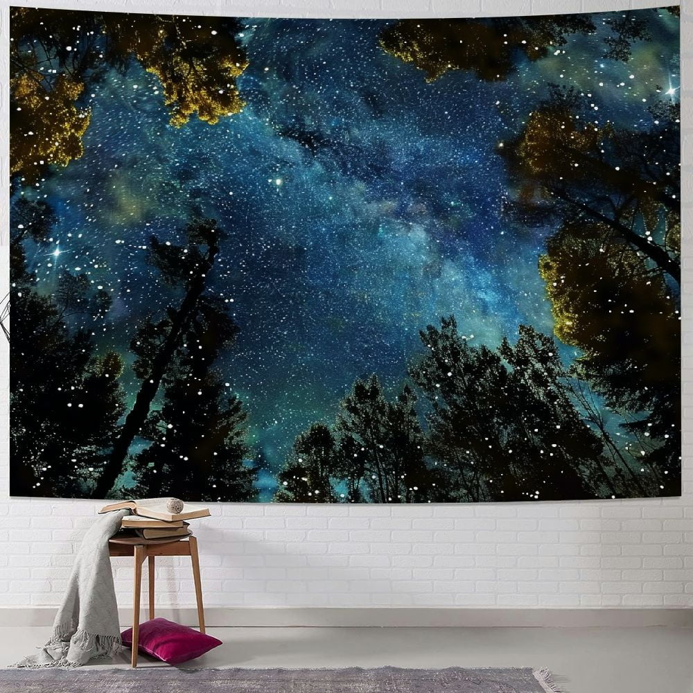 Creowell Forest Starry Wall Tapestry for Bedroom, Space 3D Starry Sky ...