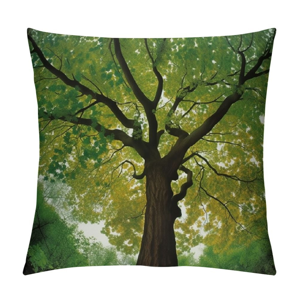 Creowell Forest Throw Pillow Cushion Cover, Body of a Tree Evergreen in ...