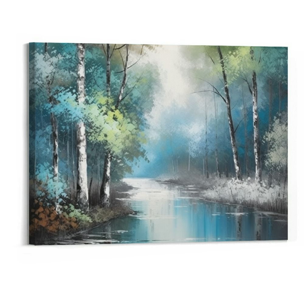 Creowell Forest Wall Decor/Blue Canvas Prints/Botanical Plant Wall Art ...