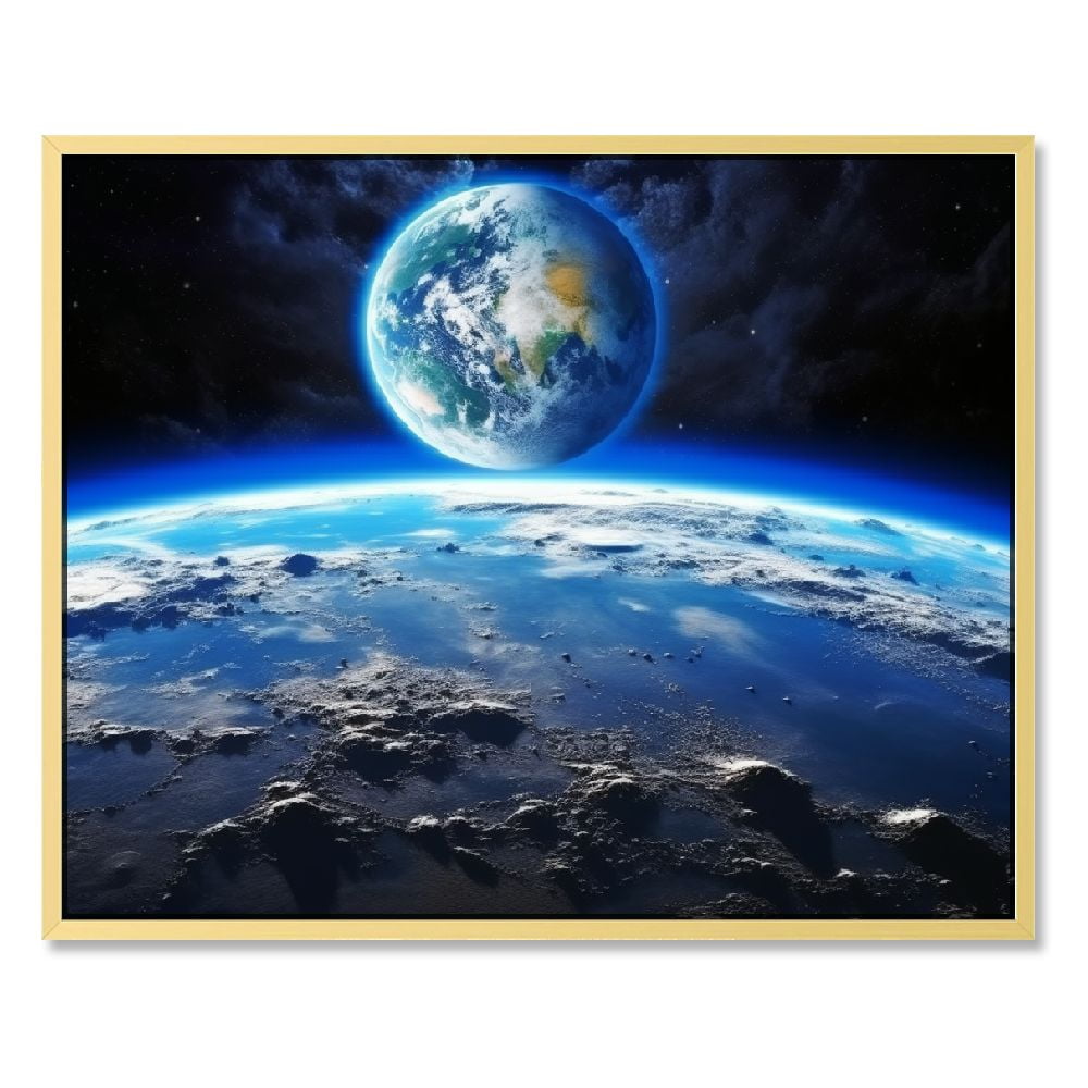 Creowell Framed Earth Poster Canvas Wall Art - Earthrise from the Moon ...