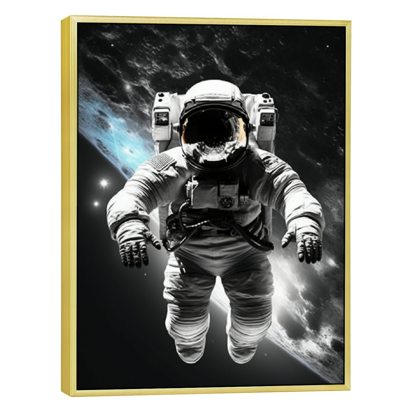 Creowell Framed Space Wall Decor Outer Space Canvas Wall Art Prints & Posters Black and White ...