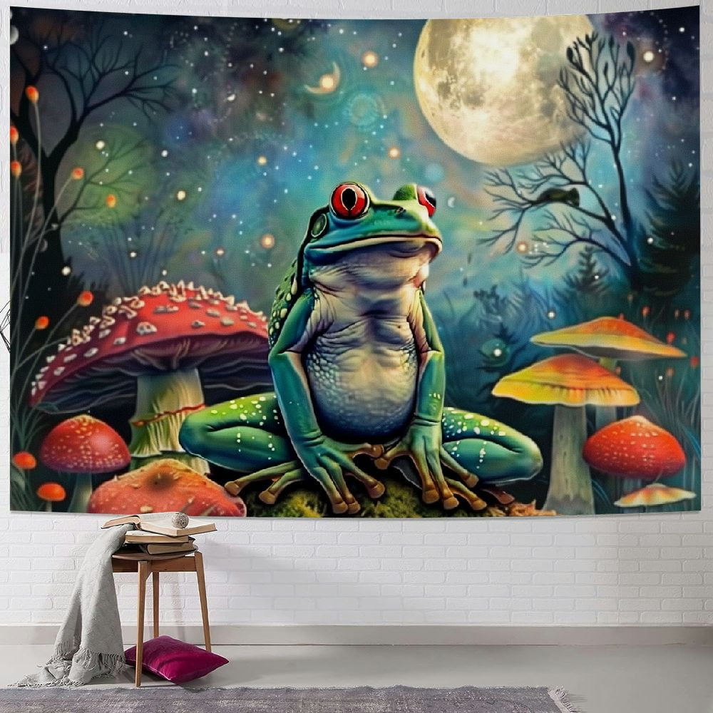 Creowell Frog Mushroom Tapestry, Cool Colorful Space Galaxy Tapestry ...