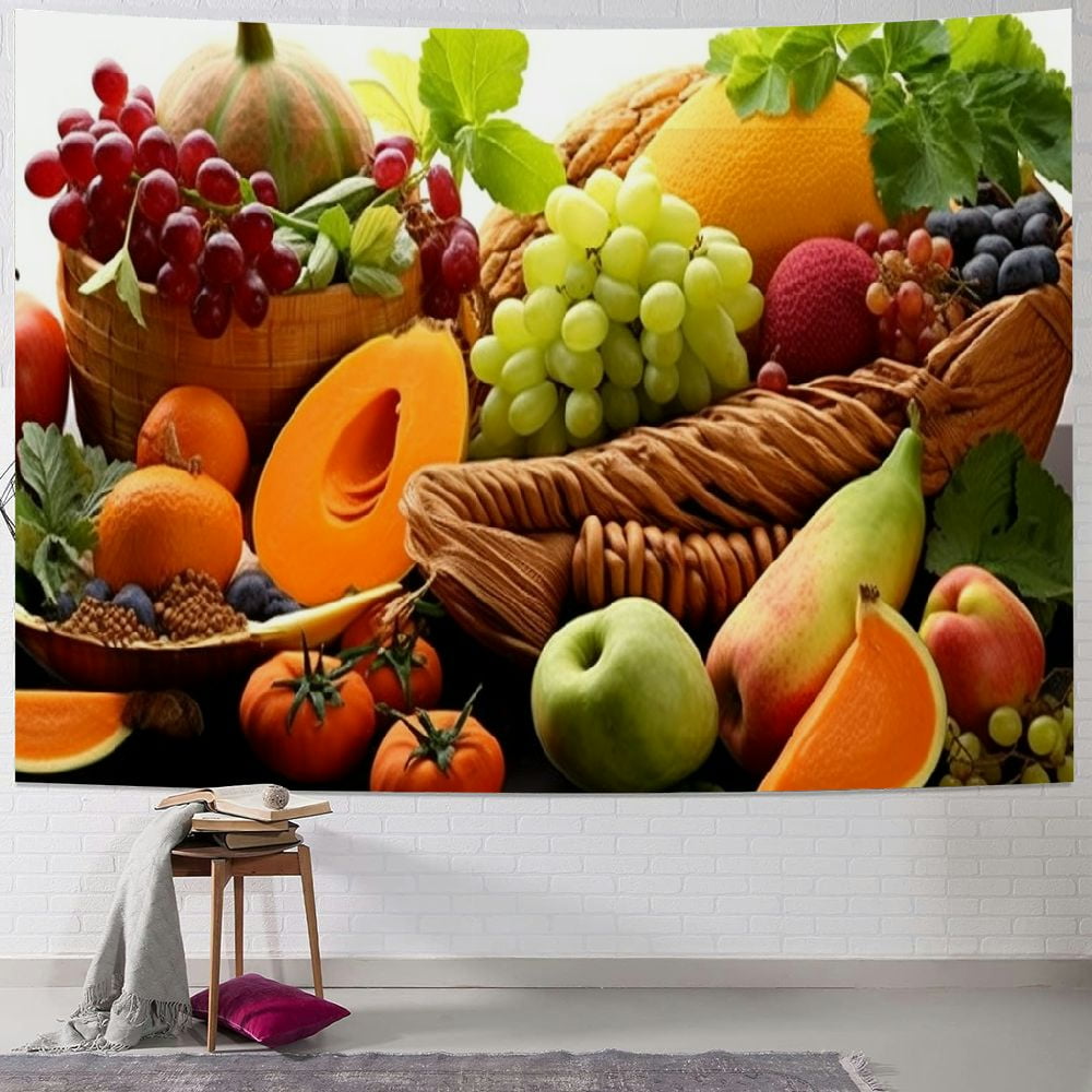 Creowell Fruit Vegetables Table Aesthetic Tapestry College Dorm Home ...