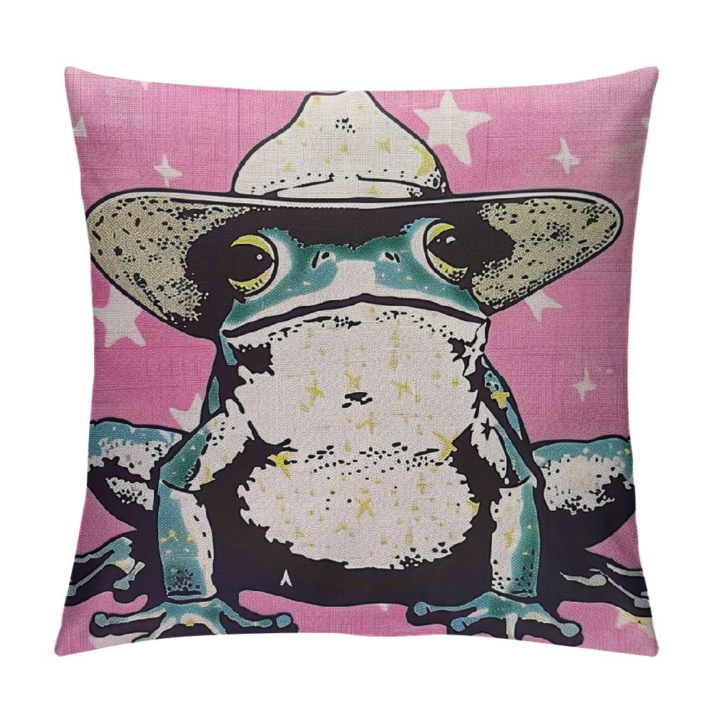 Creowell Funky Frog Pillows Throw Pillows, Decor Pillow Covers ,Cowgirl ...