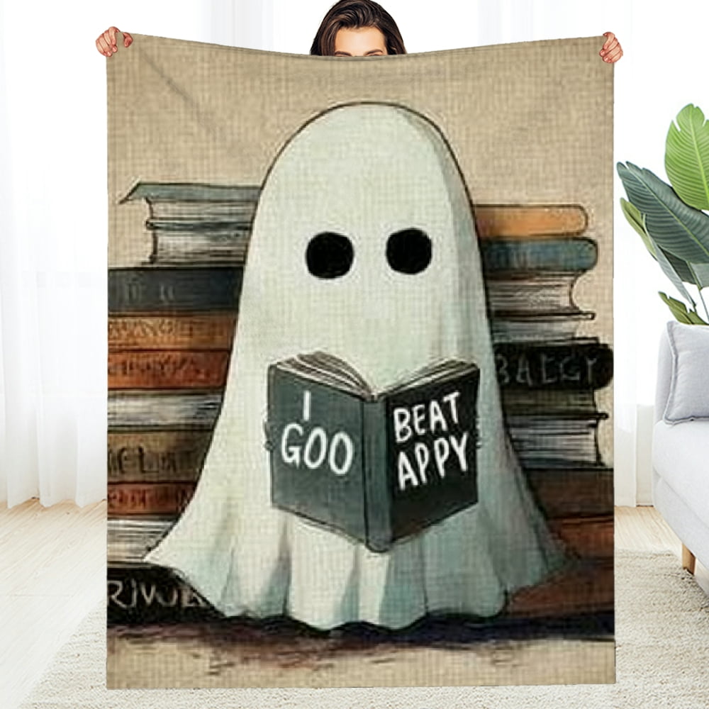 Creowell Fuzzy Fluffy Soft Cozy Blanket Ghost Books Spooky Flannel 30 ...