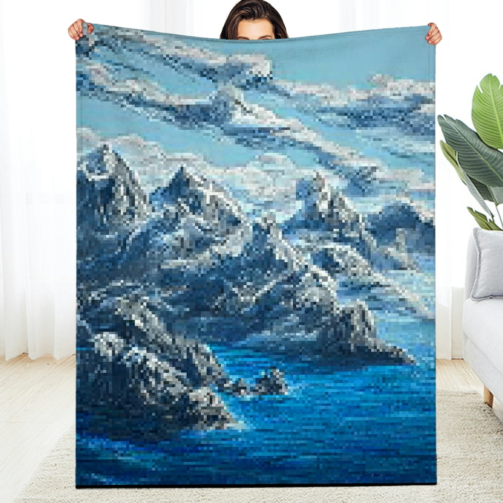 Creowell Fuzzy Fluffy Soft Cozy Blanket Mountain Range Ocean Sky 40 ...
